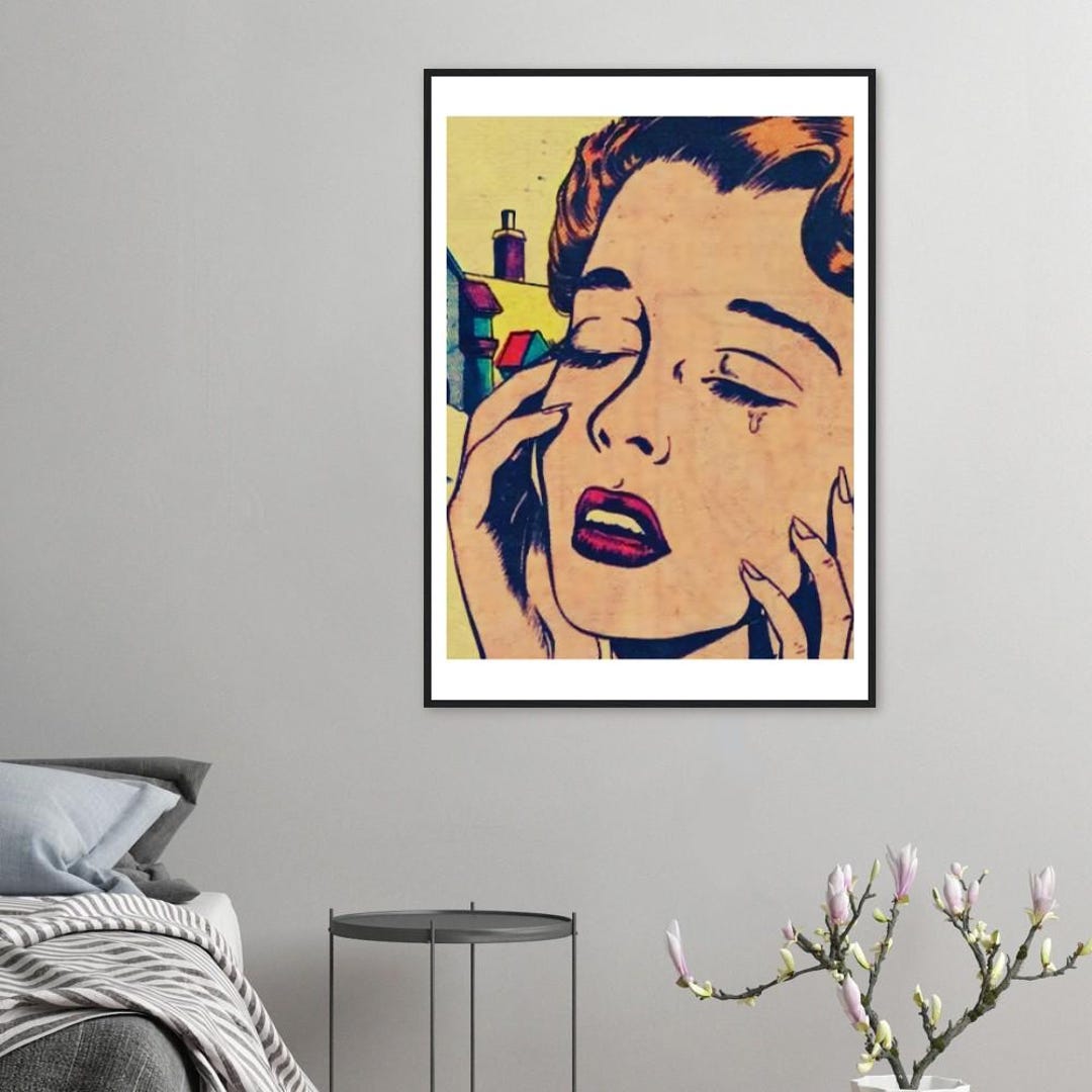 Vintage Popart Crying Girl, Premium Wall Art Crying Girl Poster in ...