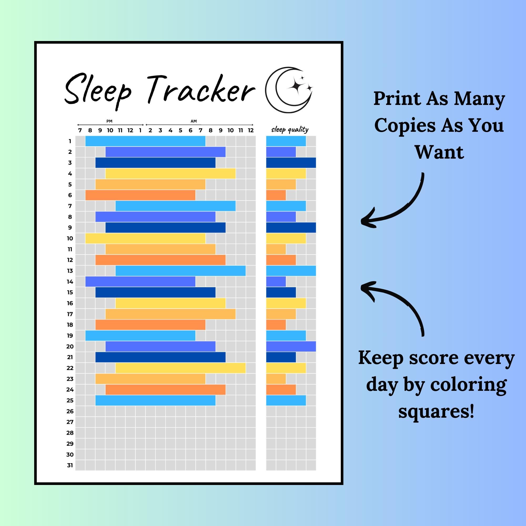 Printable Sleep Tracker Track Sleep Patterns & Improve Rest Digital ...