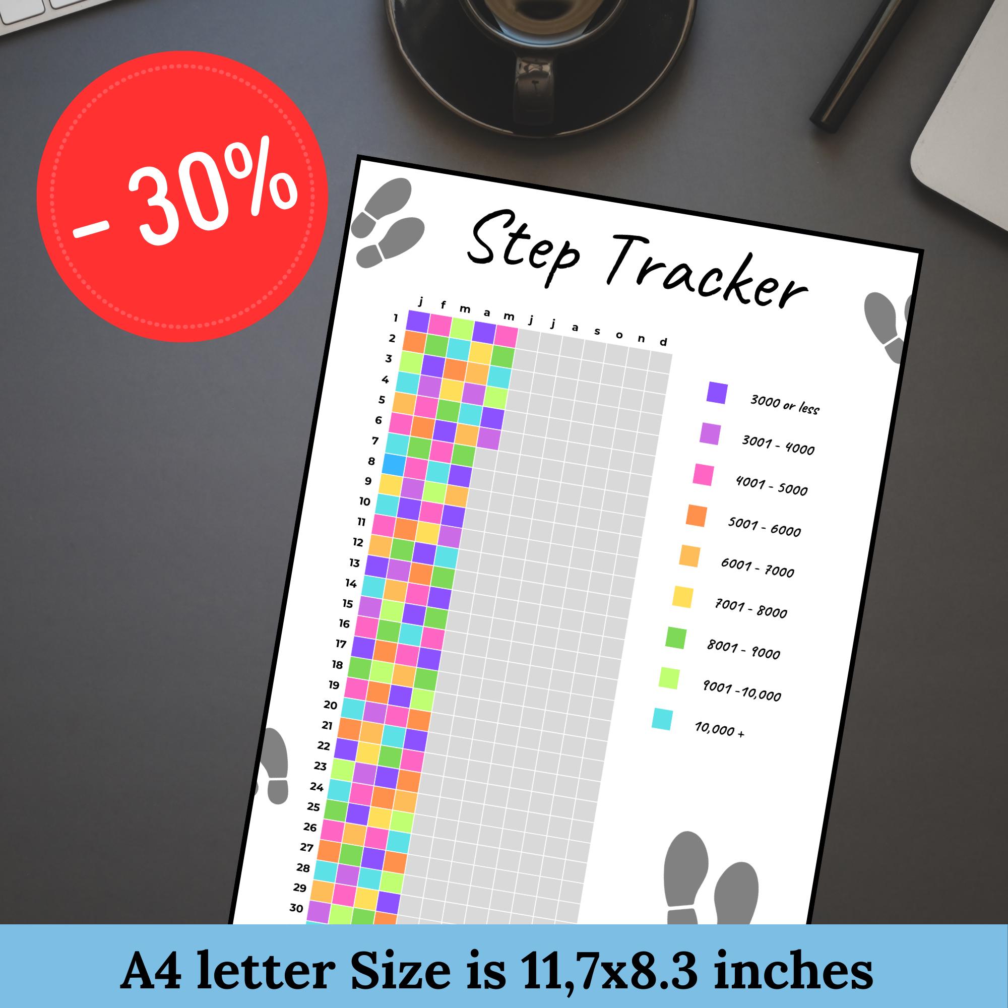 Step Tracker Printable Digital Walking Log Track Daily Steps & Fitness ...