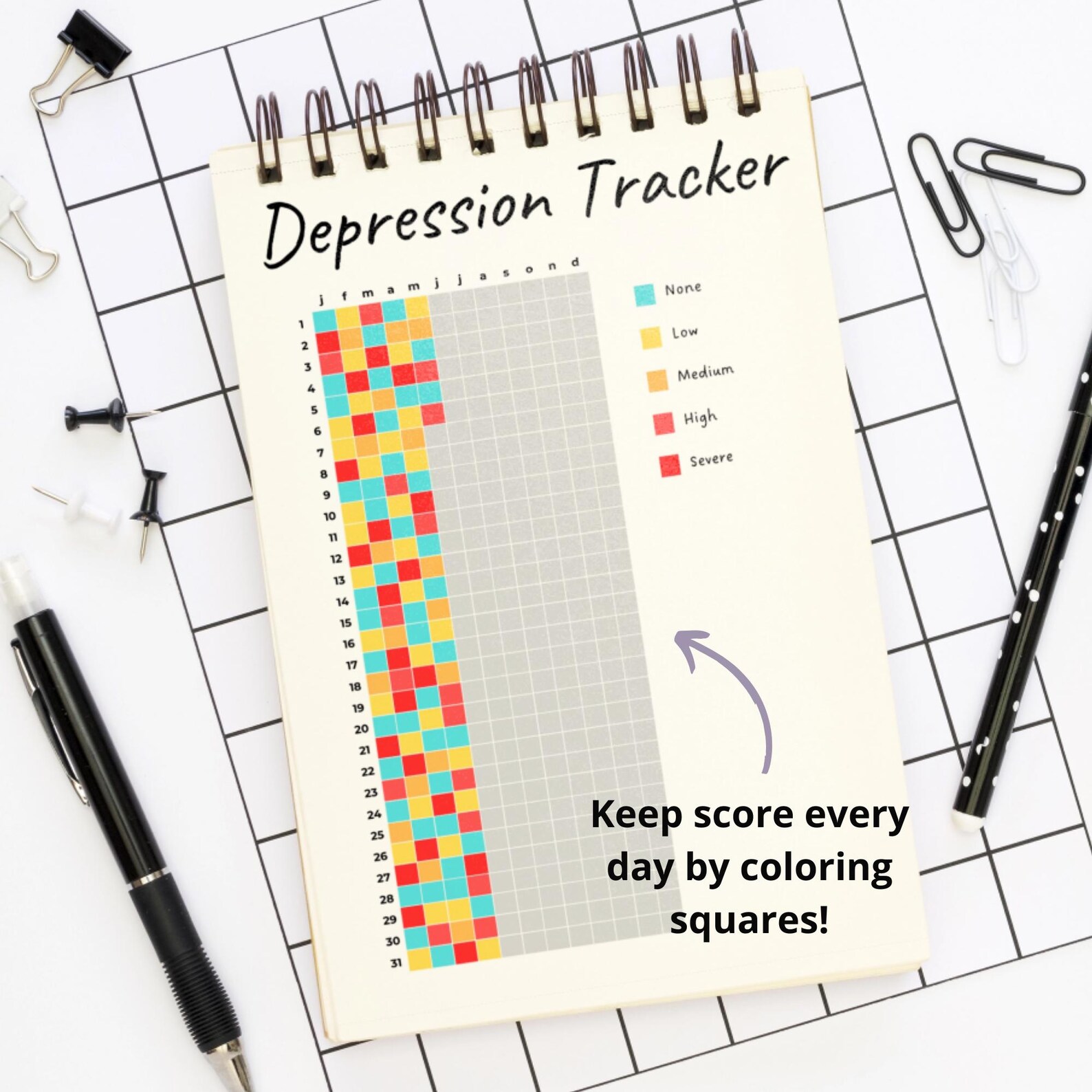 Depression Tracker Printable | Mental Health Journal | Daily Mood Log ...