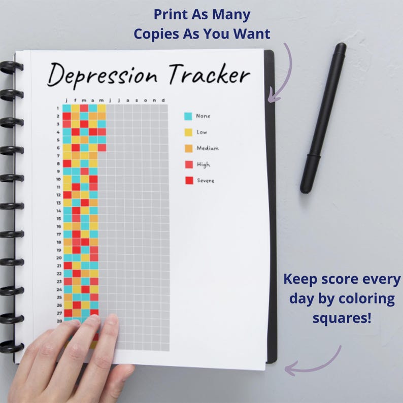 Depression Tracker Printable | Mental Health Journal | Daily Mood Log ...