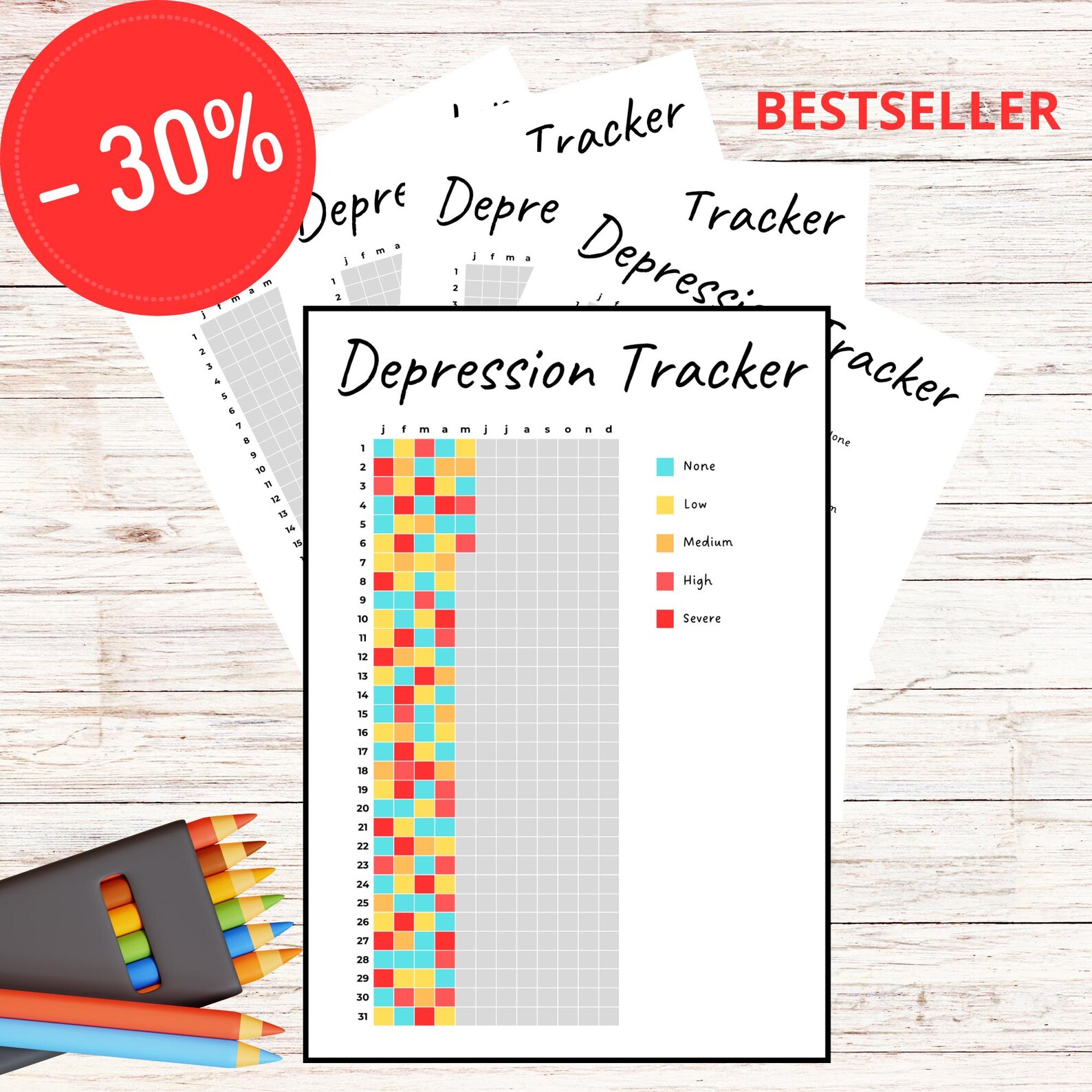 Depression Tracker Printable | Mental Health Journal | Daily Mood Log ...