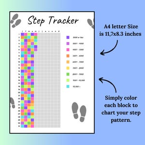 Step Tracker Printable Digital Walking Log Track Daily Steps & Fitness ...