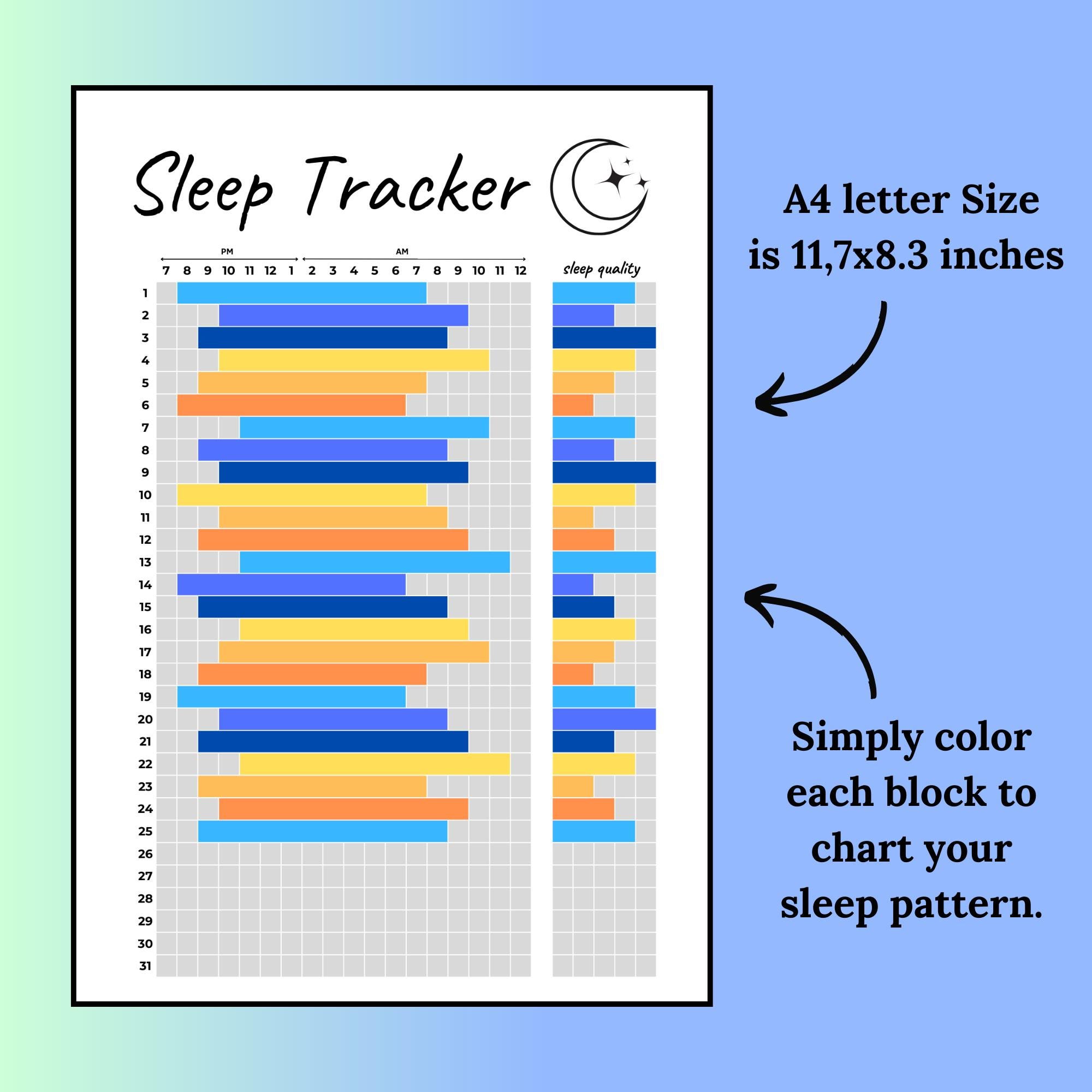 Printable Sleep Tracker Track Sleep Patterns & Improve Rest Digital ...