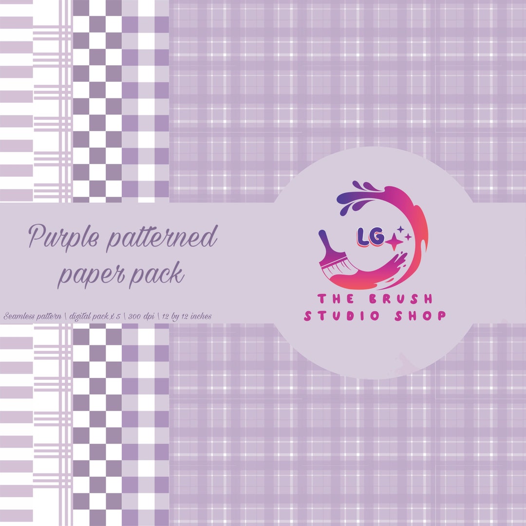 Purple Patterned Digital Paper - 5 Sheets of 12x12 JPEG for Crafting ...