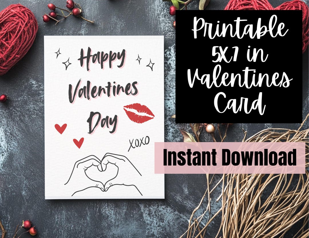 Printable Valentines Day Card Instant Download - Etsy