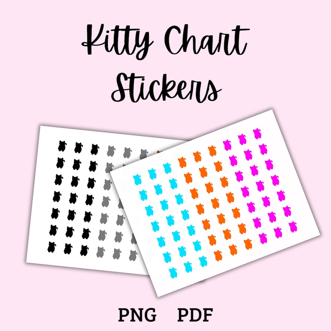Kitty Chart Stickers - Kitty Planner Stickers Kitty Stickers - Etsy