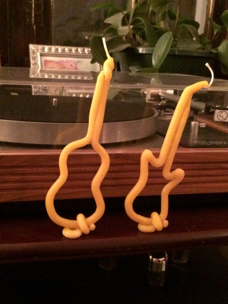 Guitar Beeswax Candle Gift for Musician Electric Guitar - Etsy
