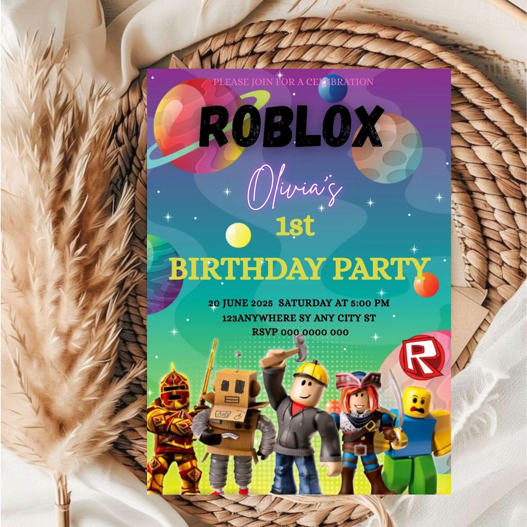 Editable Roblox Birthday Invitation Template, Roblox Boys Birthday ...