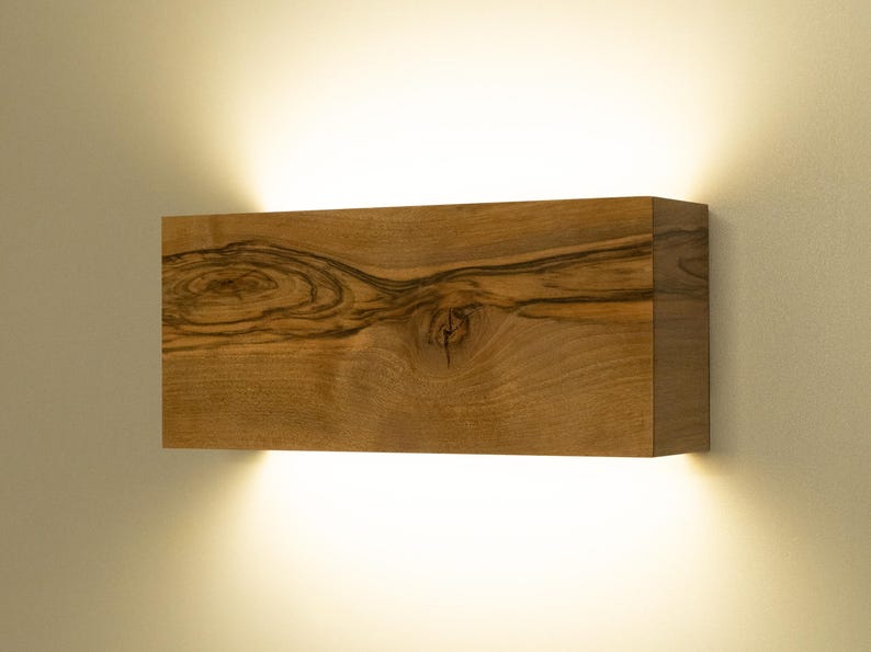 Wooden Wall Sconce Lamp, Wood Light Sconce Walnut Bedside Light ...