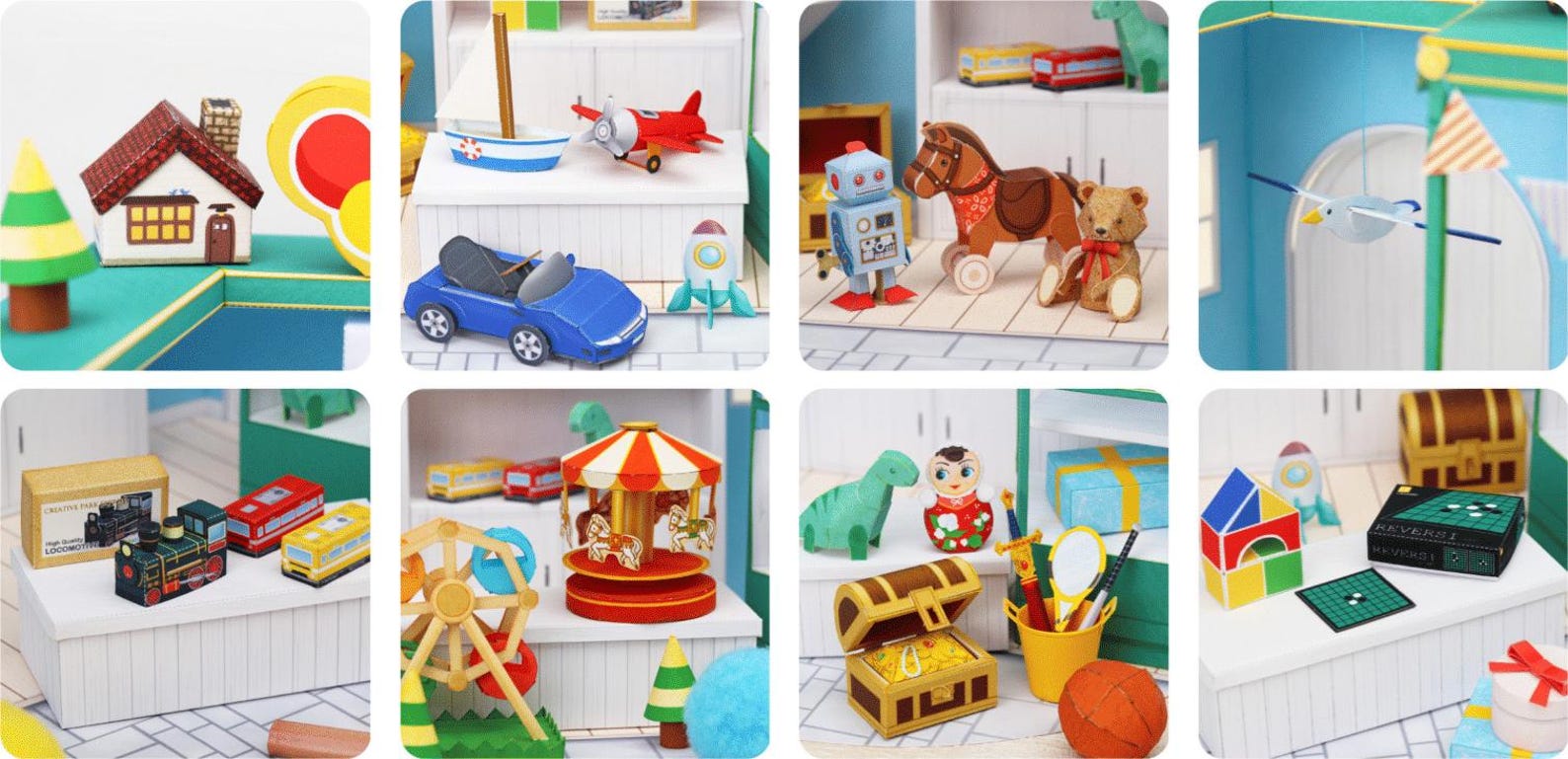 Toy Shop Miniature House Papercraft for Kid Template Kit Miniature ...