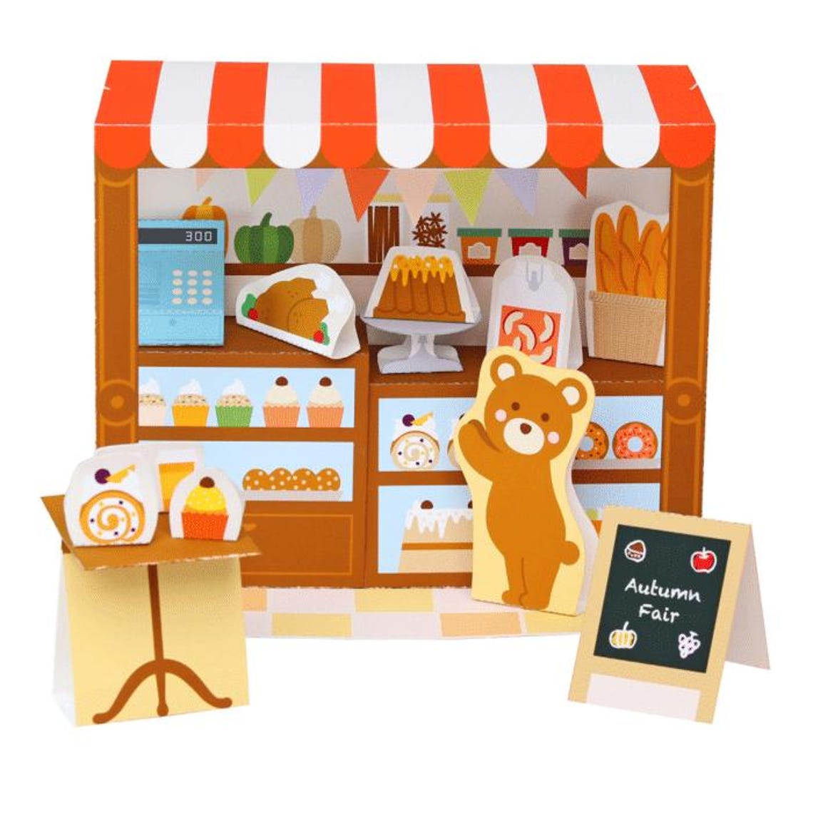 Bear's Bakery Shop Papercraft for Kid Template Kit Miniature, Printable ...