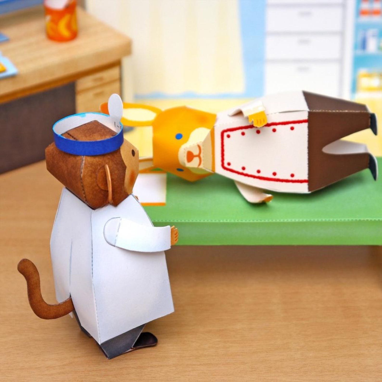 The Physician Monkey Papercraft for Kid Template Kit Miniature, Pdf ...