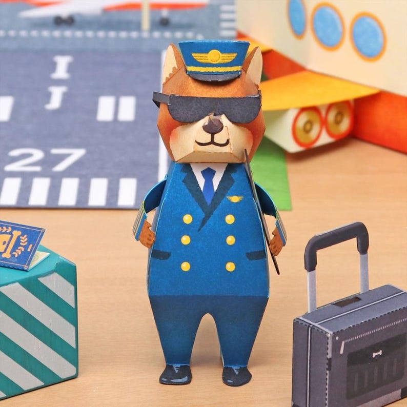 The Captain Dog Papercraft for Kid Template Kit Miniature - Etsy