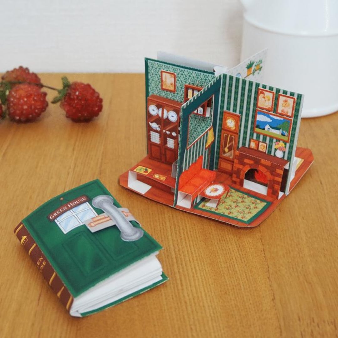 Miniature Book, Green House, Papercraft, Template Kit, Miniature ...