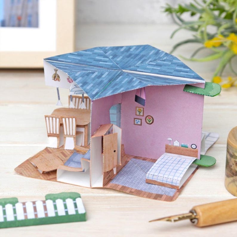 Miniature Book, Scandinavian House, Papercraft, Template Kit, Miniature ...