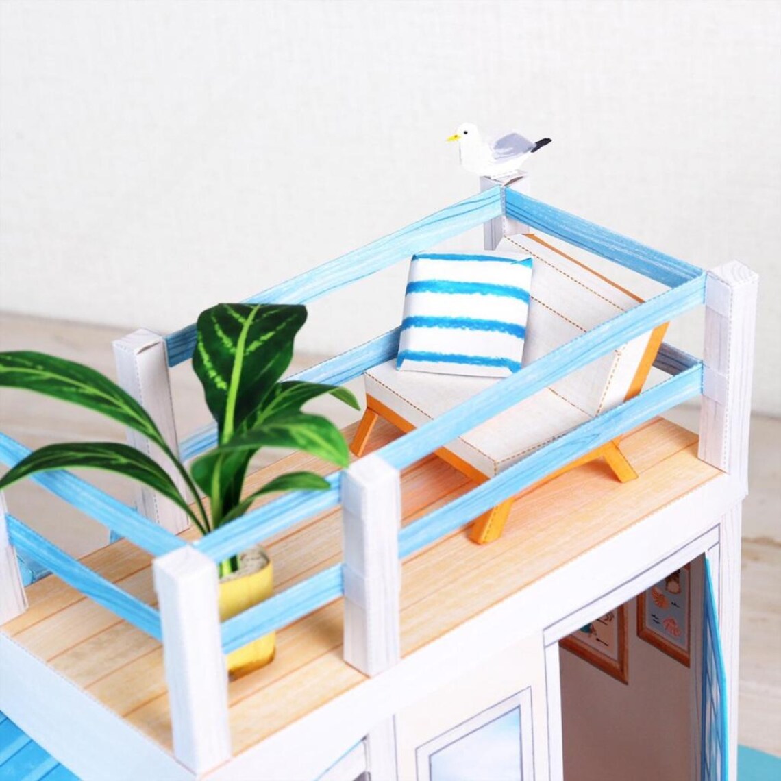 Summer Vacation Miniature House Papercraft for Kid Template Kit ...