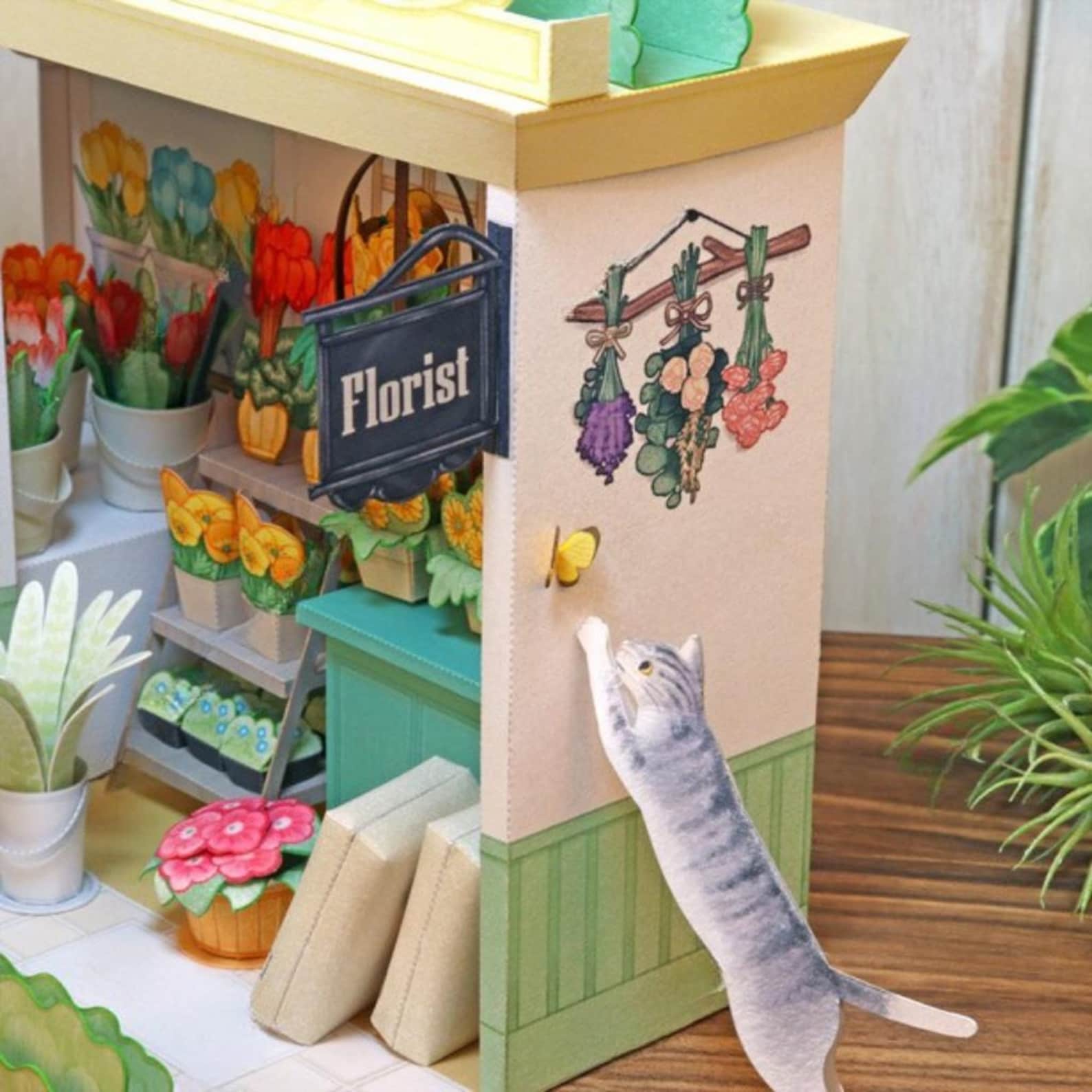 Flower Shop Papercraft for Kid Template Kit Miniature, DIY, Pdf ...