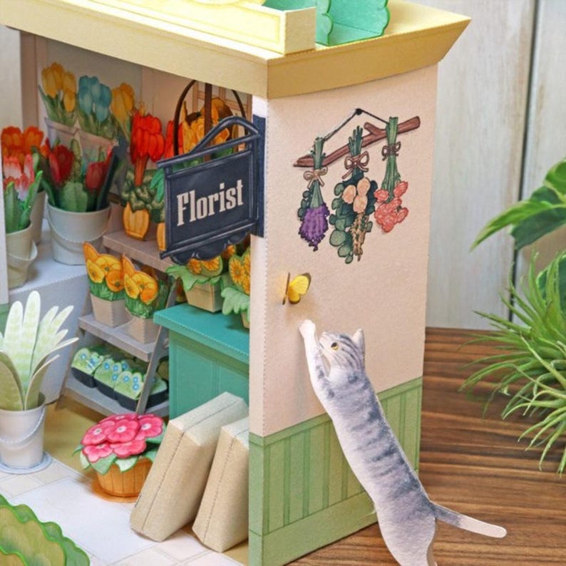 Flower Shop Papercraft for Kid Template Kit Miniature, DIY - Etsy