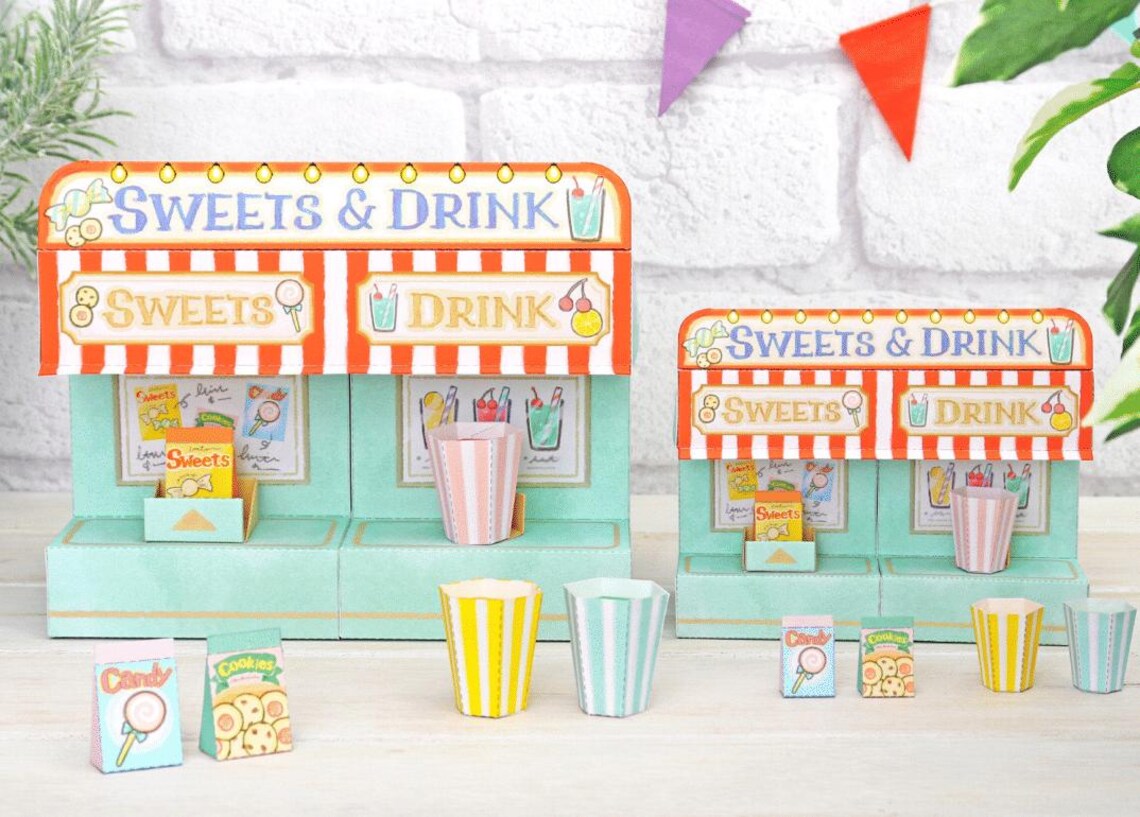 Drinking Bar, Moving Miniature, DIY Paper Model, Papercraft, Paper ...