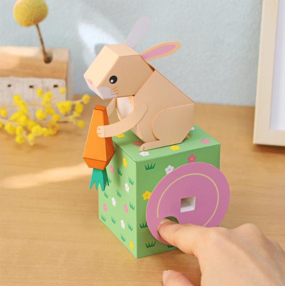 Rabbit, Animal, DIY Papercraft for Kid Template Kit, Moving Toy, Paper ...