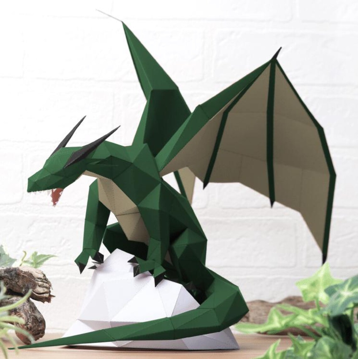 3D Polygon Green Dragon, DIY Paper Model Sculpture, Papercraft, Paper ...