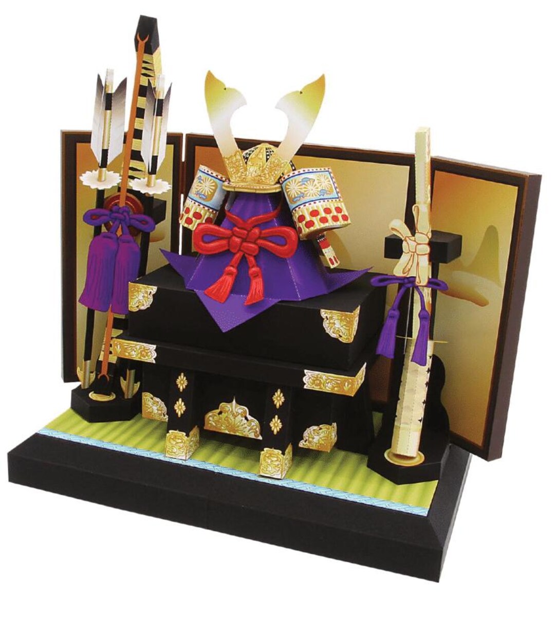 Samurai Helmet Decoration, Japan, DIY Paper Model Sculpture, Papercraft ...