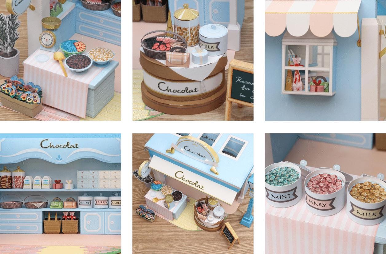 Chocolate Shop Papercraft for Kid Template Kit Miniature, DIY ...