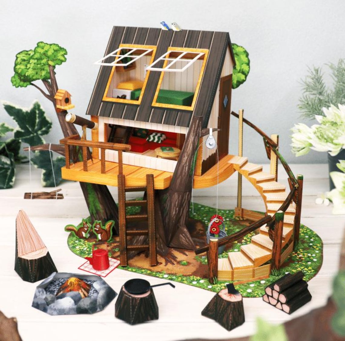 Treehouse Papercraft for Kid Template Kit Miniature, Printable ...
