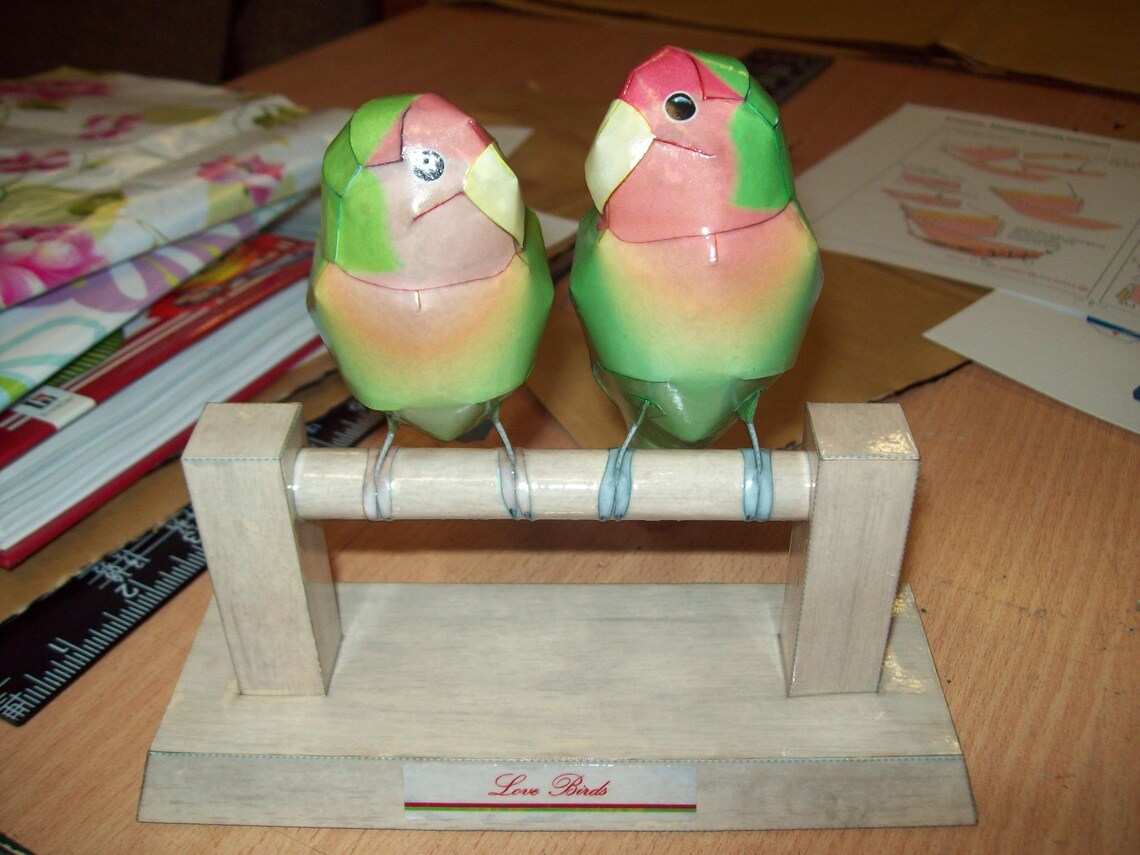 Love Bird, Bird, Paper Model, Papercraft, Papercraft Template Kit ...