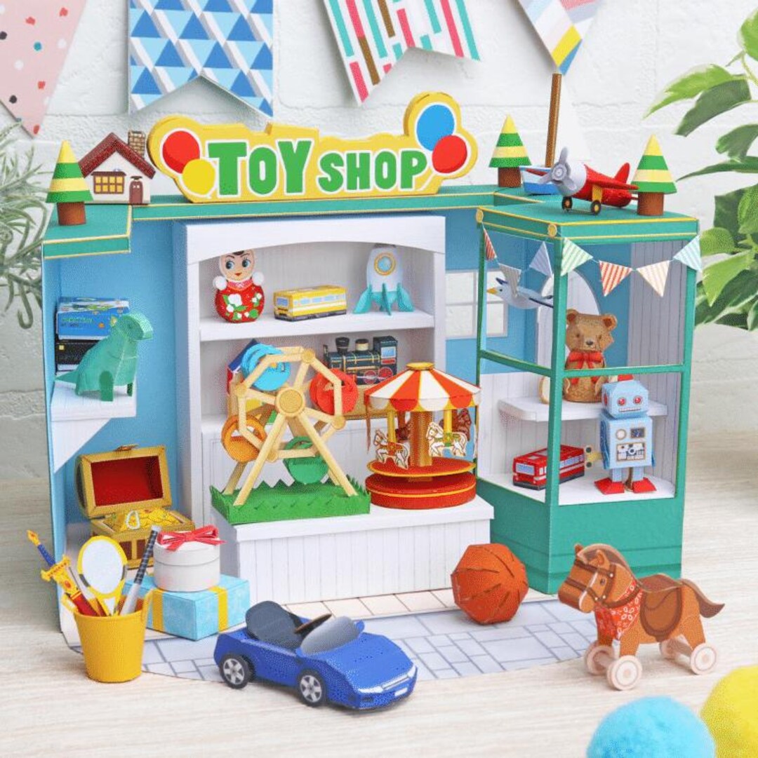 Toy Shop Miniature House Papercraft for Kid Template Kit Miniature, DIY ...