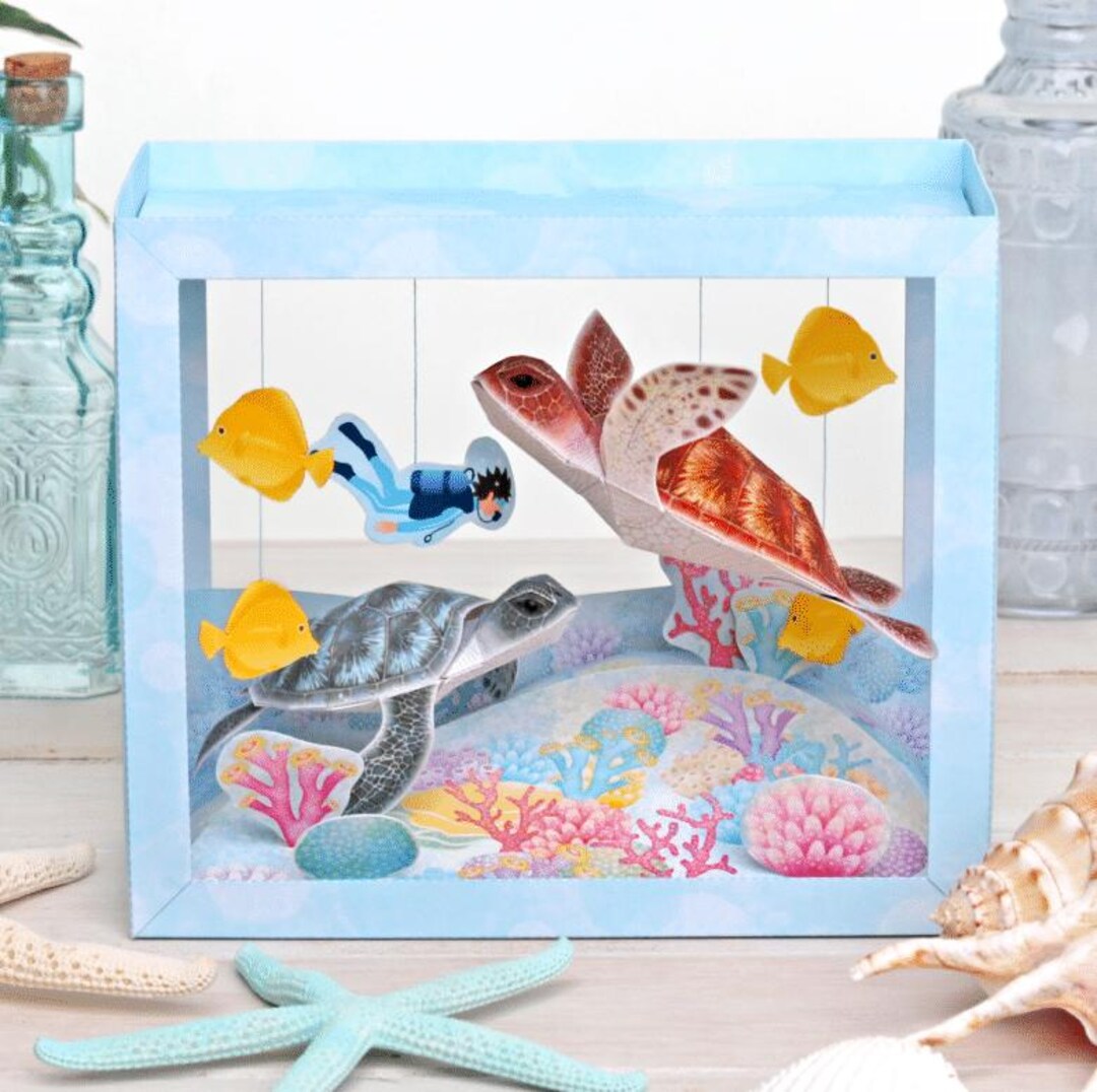 Green Sea Turtle Papercraft, Aquarium, Fish Tank, Fishbowl, Paper Model ...