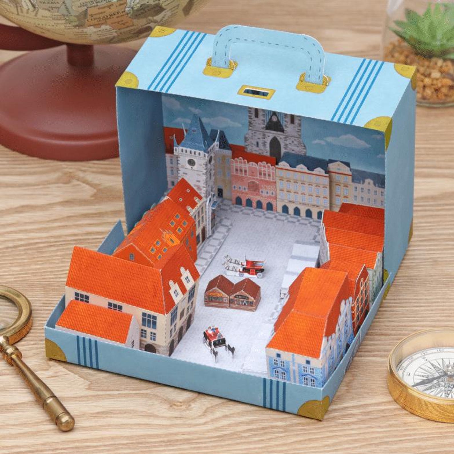 Diorama Trunk, Prague, Czech Republic, City, Papercraft, Template Kit ...
