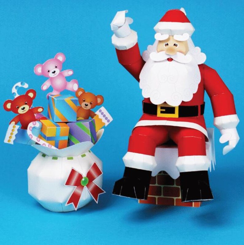 Santa Claus, Christmas, Sleigh, Reindeer, DIY Papercraft for Kid ...