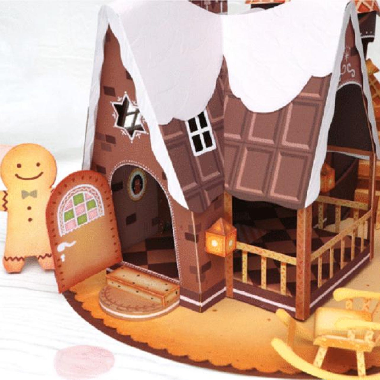 Gingerbread House, Candy House Papercraft for Kid Template Kit ...