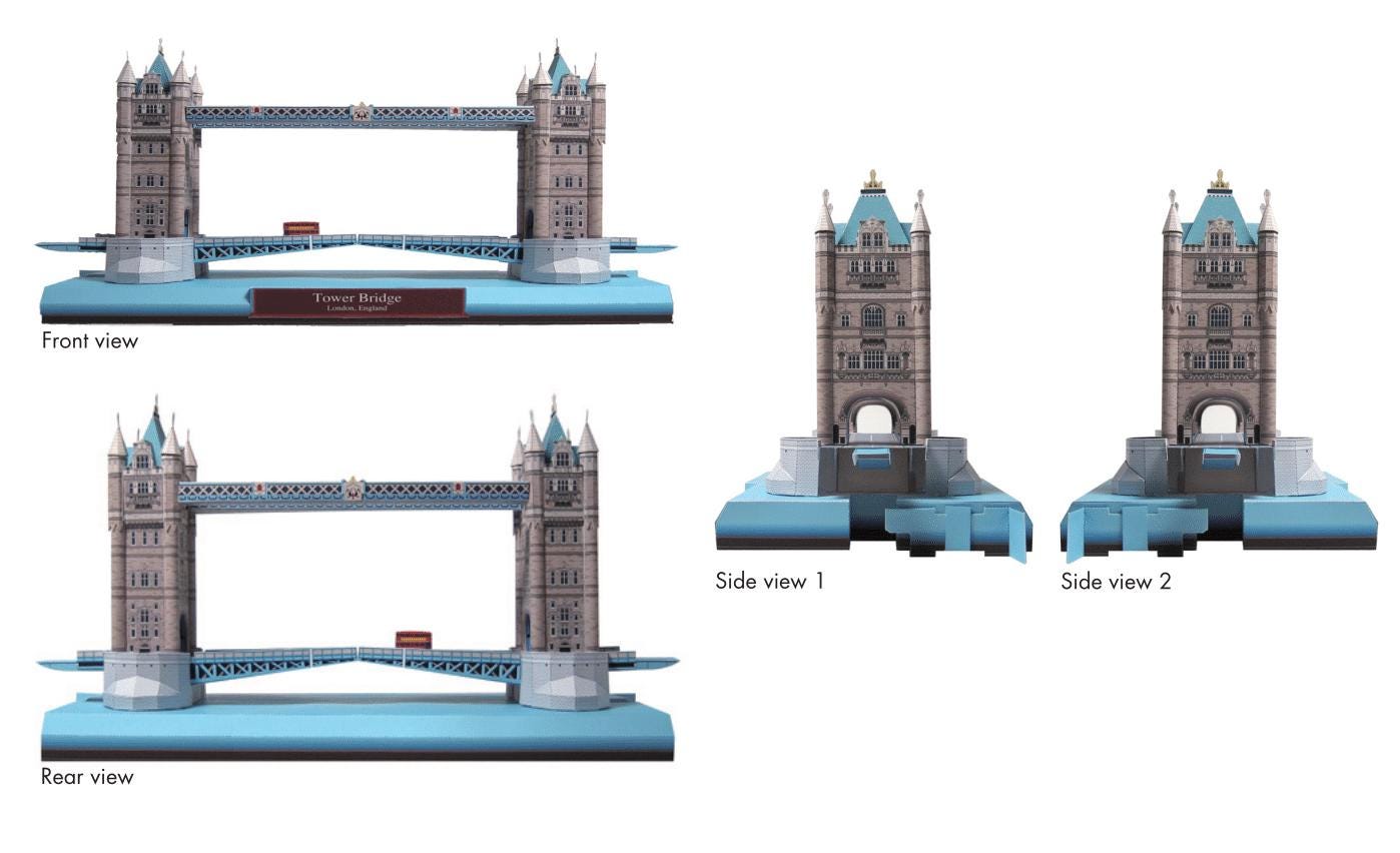 Tower Bridge, London, United Kingdom, Building, DIY Paper Model ...