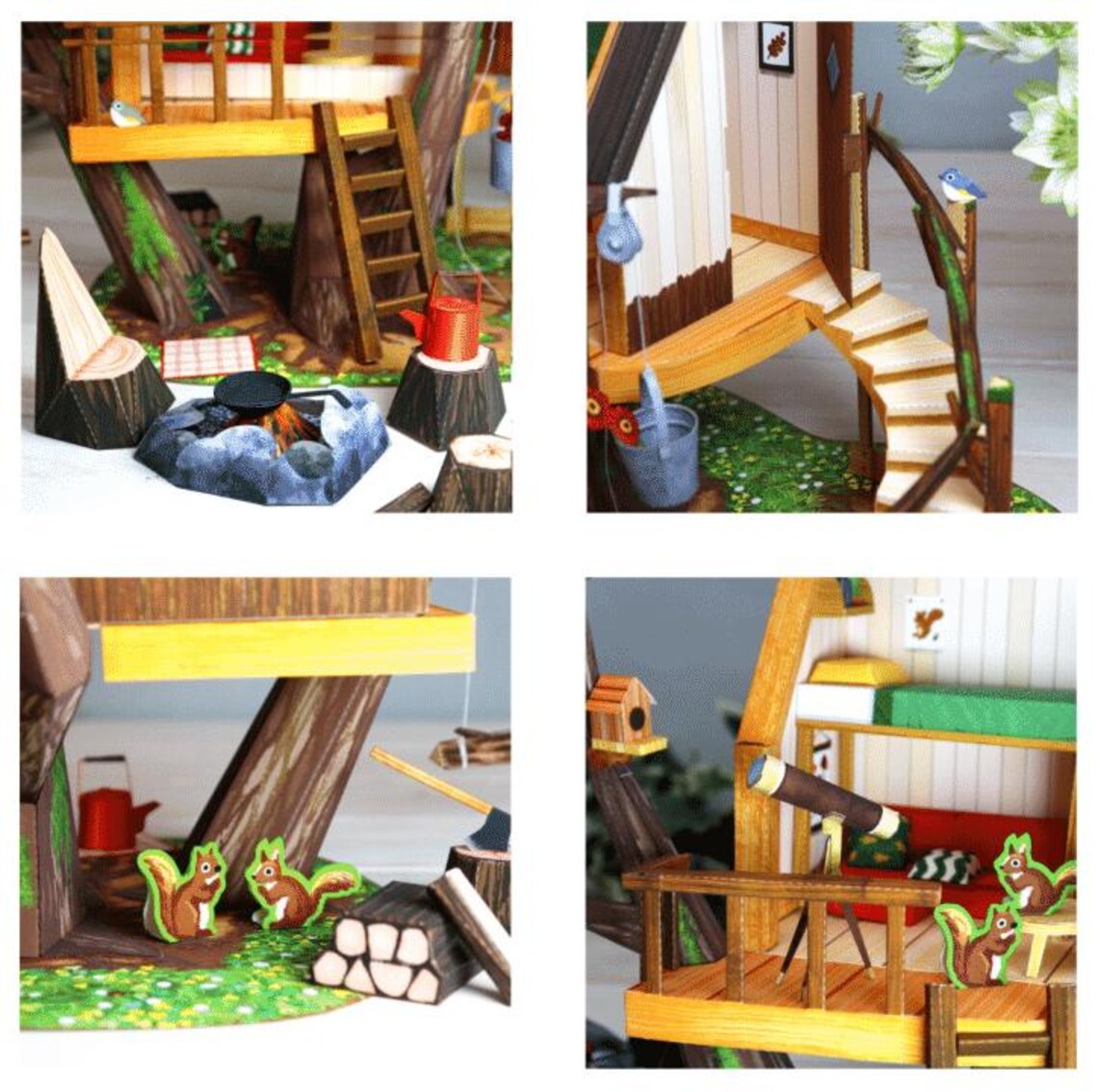 Treehouse Papercraft for Kid Template Kit Miniature - Etsy