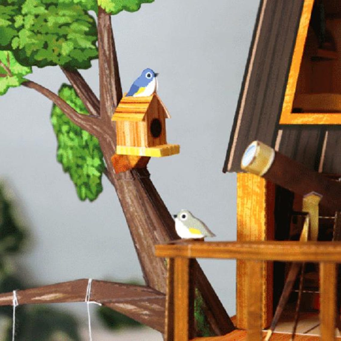 Treehouse Papercraft for Kid Template Kit Miniature - Etsy