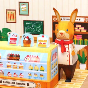 The Pâtissier Bunny Papercraft for Kid Template Kit Miniature - Etsy