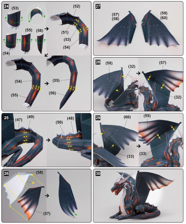 3D Black Dragon, DIY Paper Model Sculpture, Papercraft, Paper Craft ...