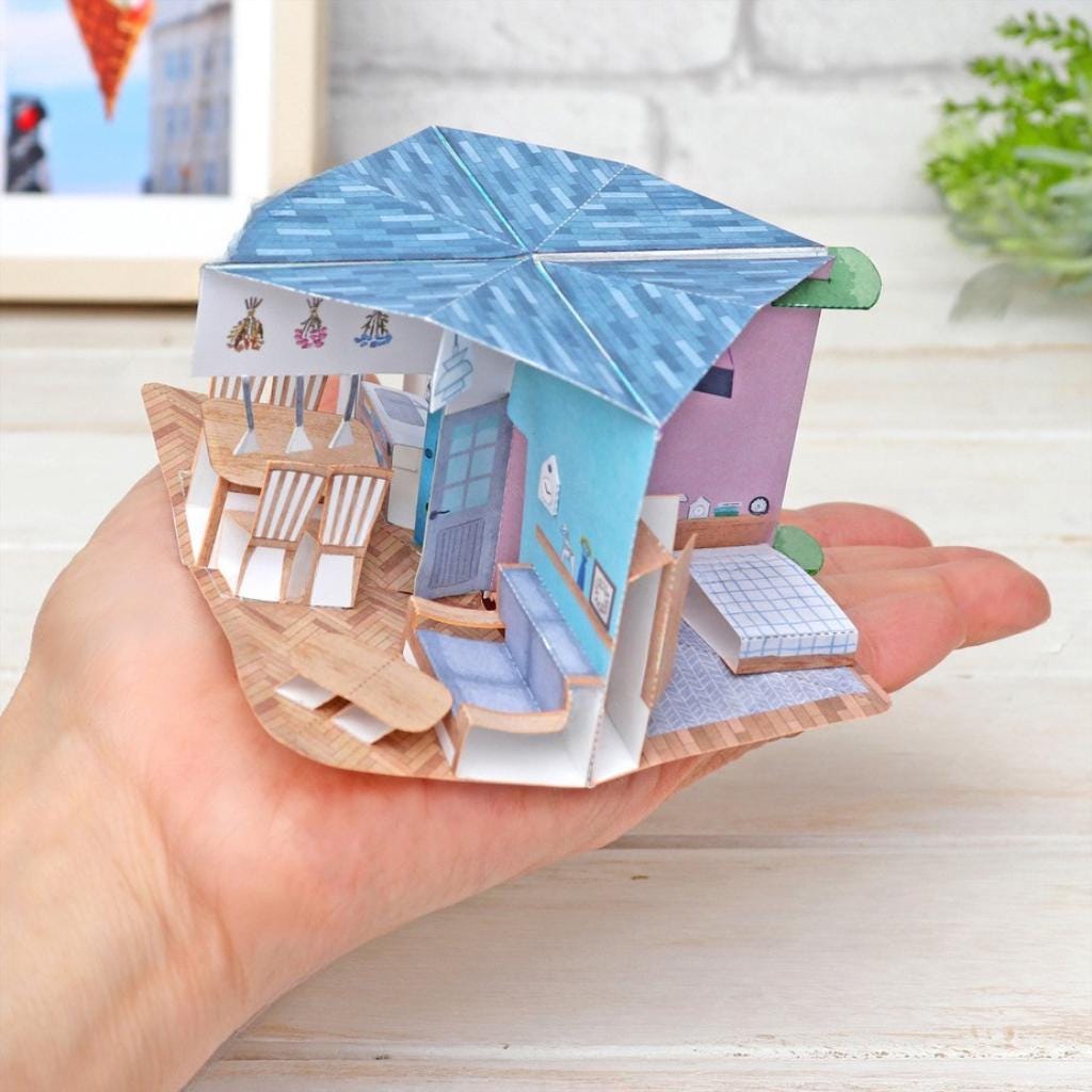 Miniature Book, Scandinavian House, Papercraft, Template Kit, Miniature ...