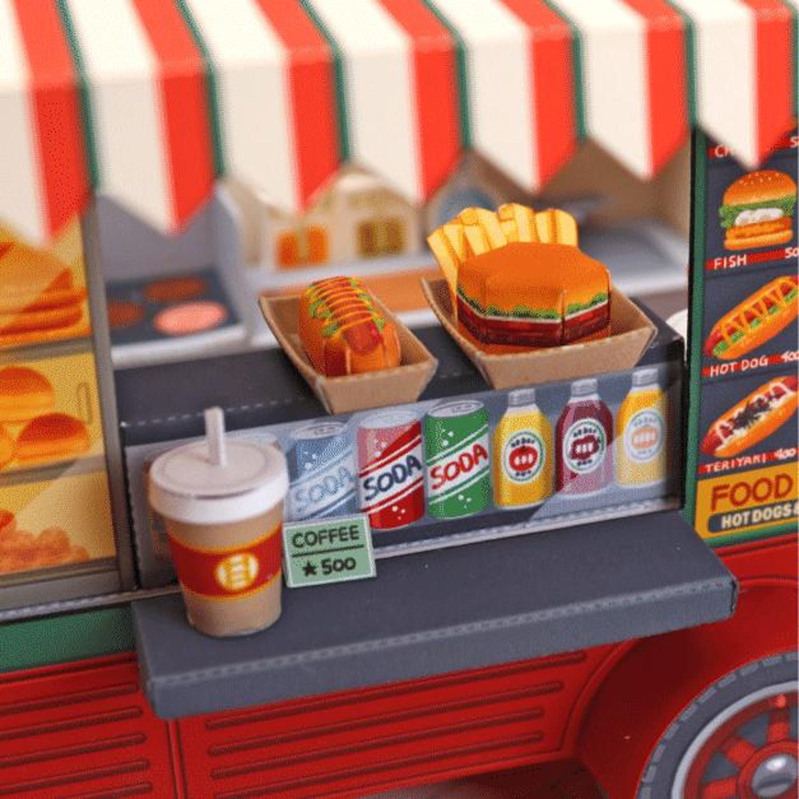 Mobile Hot Dogs & Burgers Van, Foodtruck, Coffee Truck, Papercraft for ...