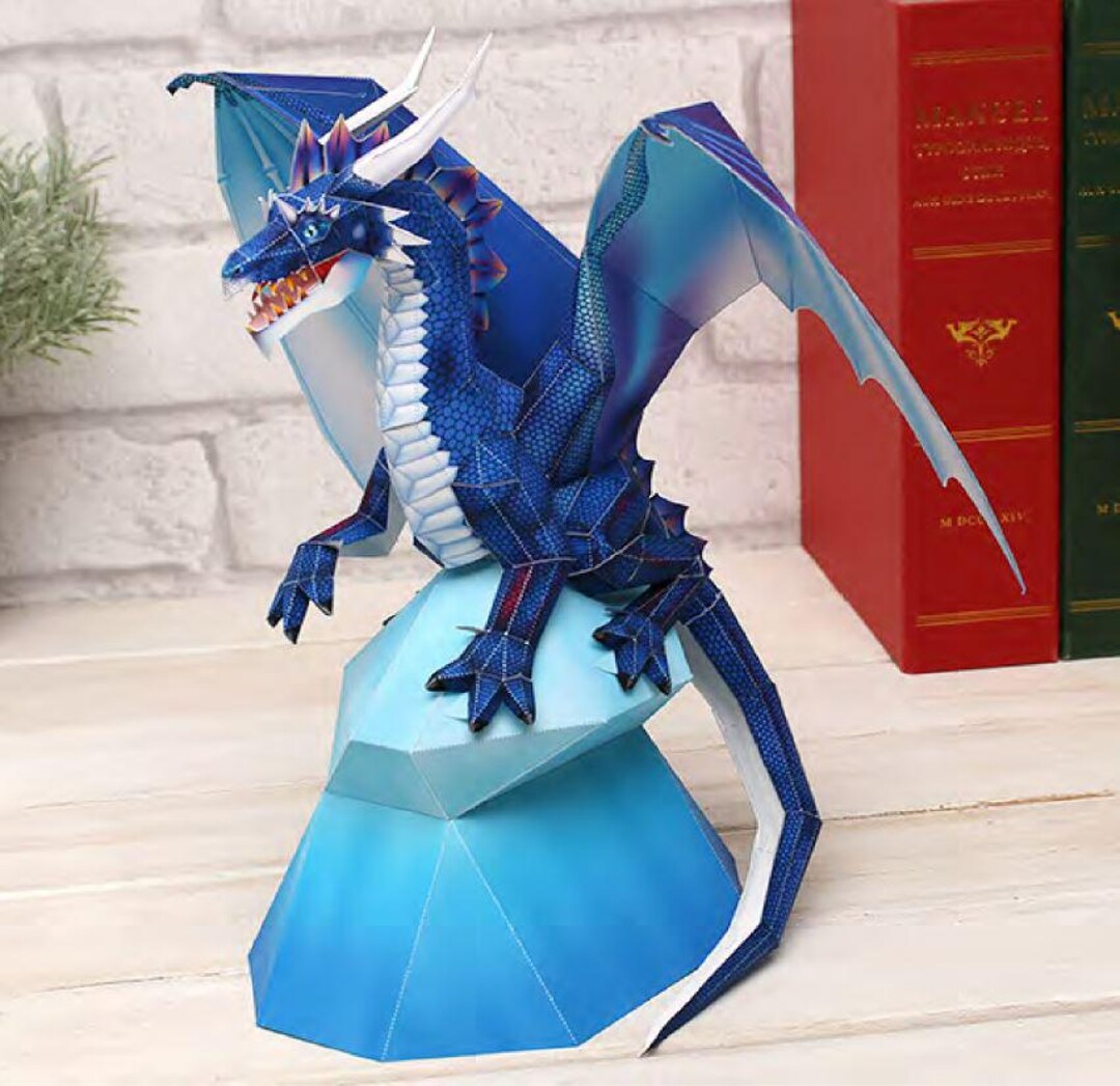 3D Blue Dragon, DIY Paper Model Sculpture, Papercraft, Paper Craft ...