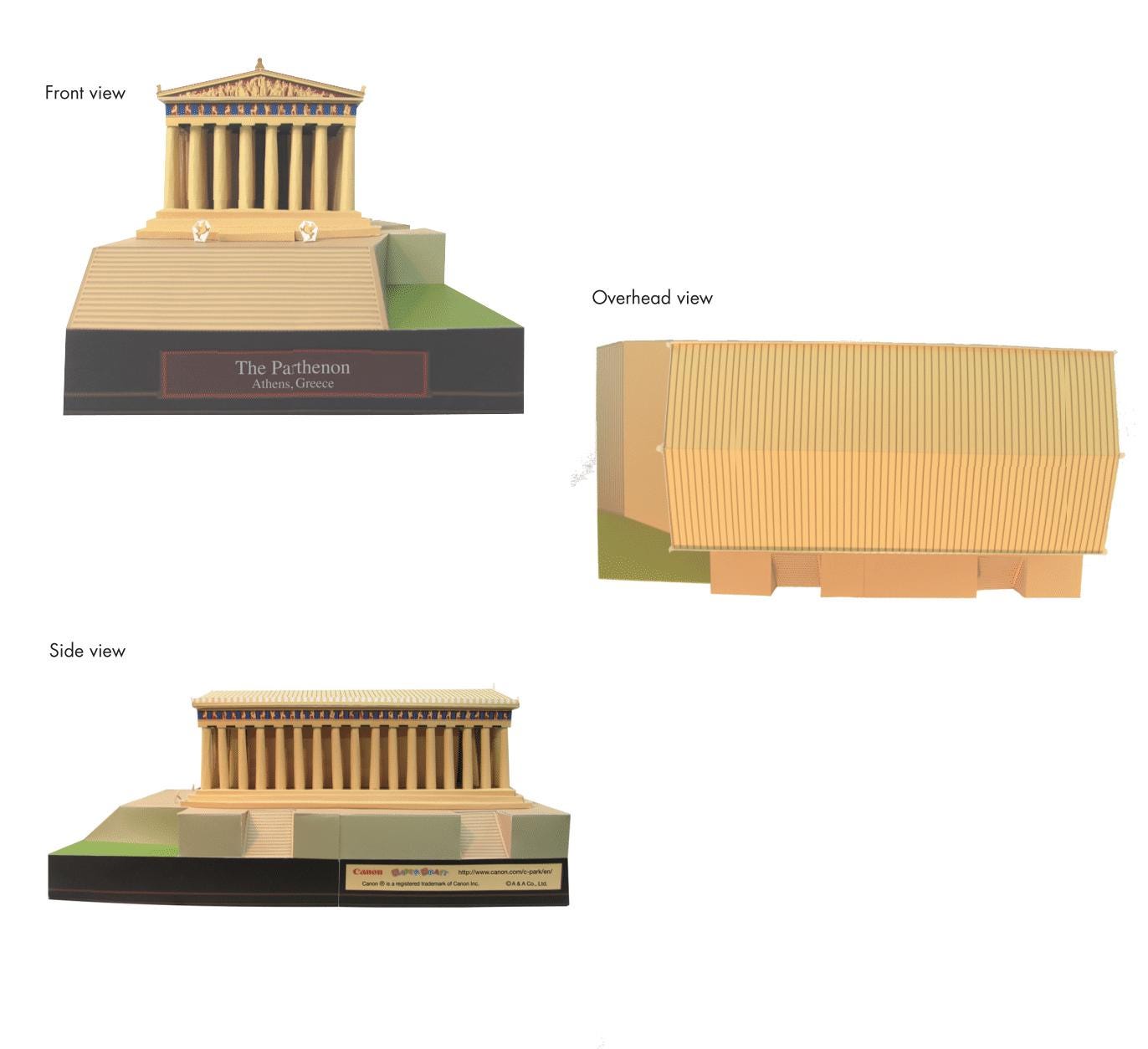 The Parthenon, Athens, Greece, Building, DIY Paper Model Sculpture, Papercraft, Paper Craft ...