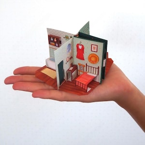 Miniature Book, Green House, Papercraft, Template Kit, Miniature ...