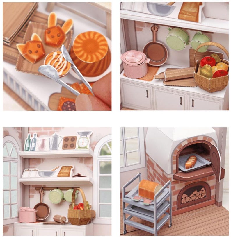 Bakery Papercraft for Kid Template Kit Miniature, DIY, Paper Model ...