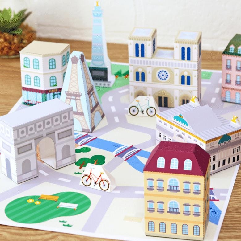 Papercraft City of Paris DIY Papercraft for Kid Template Kit Diorama - Etsy
