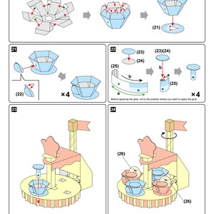 Coffee Cup Carousel, Moving Miniature, DIY Paper Model, Papercraft ...