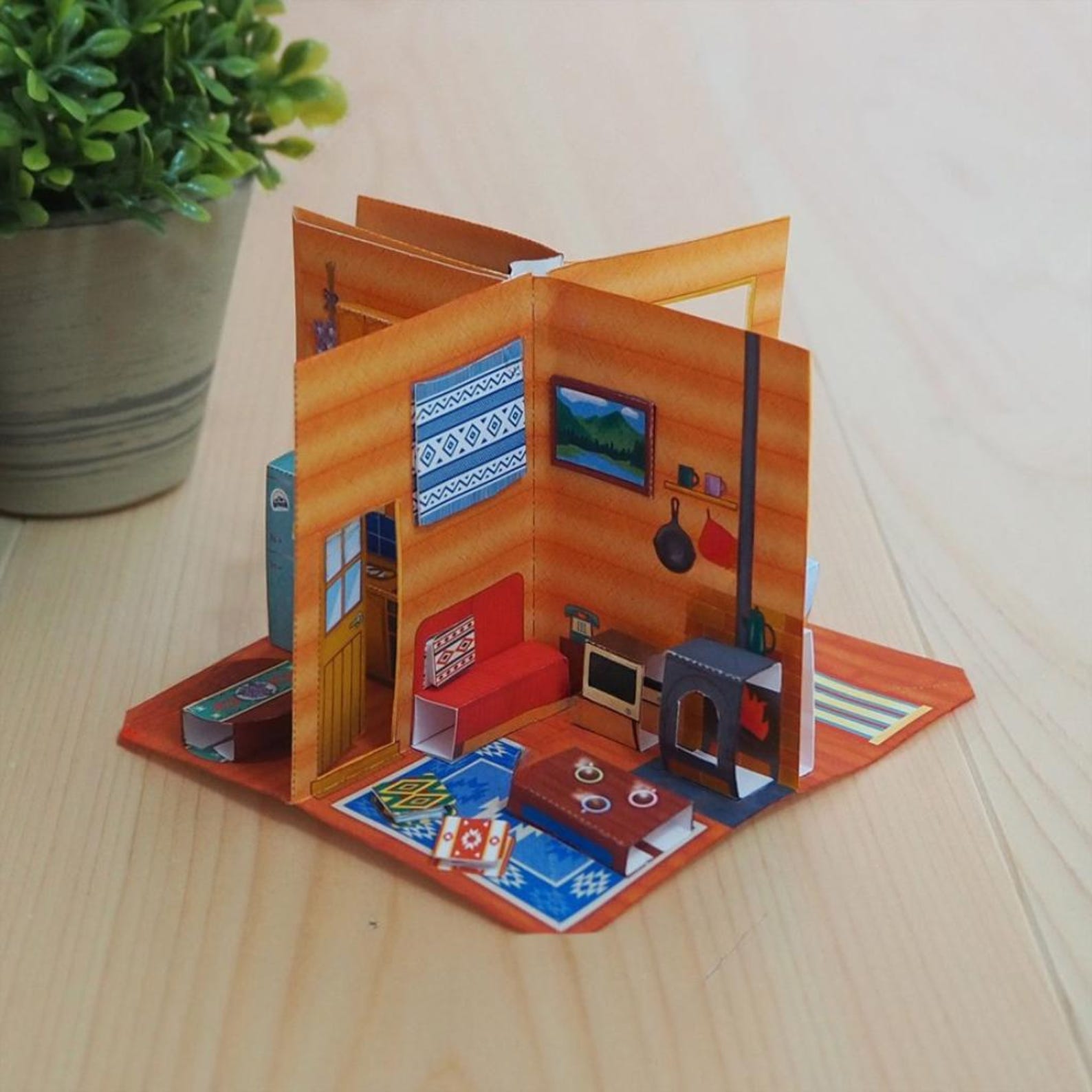 Miniature Book, Log House, Papercraft, Template Kit, Miniature ...