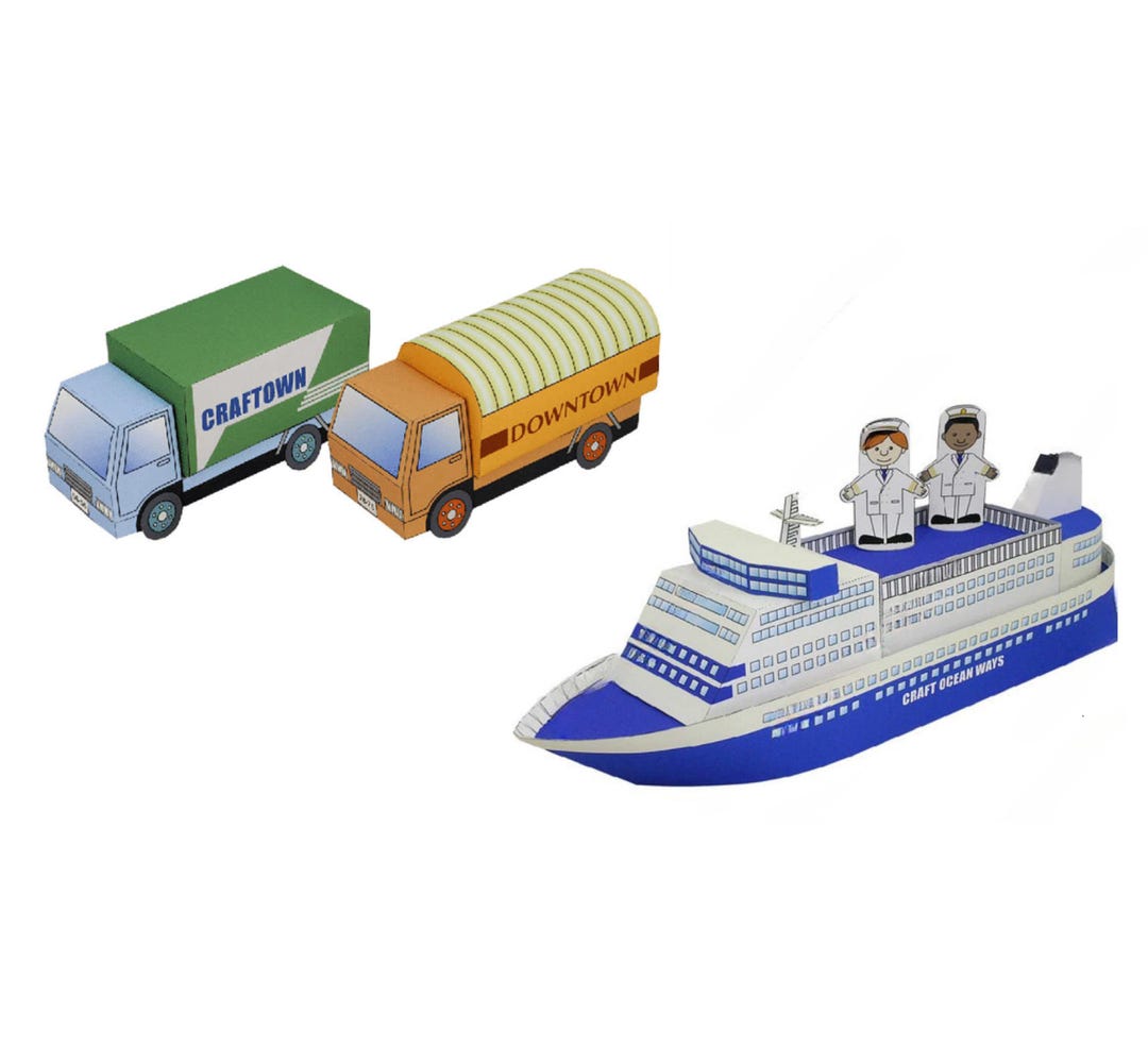 Papercraft Passenger Ship, Truck, Convertible Car DIY Papercraft for ...